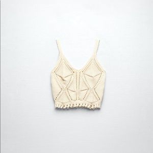 Zara | Tops | Zara Ecru Openwork Knit Top | Poshmark